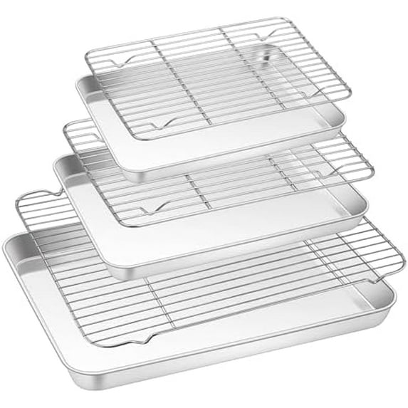 Baking Sheet with Rack Set (3 Pans + 3 Racks), 17.6/12.5/10.5 Inch ...