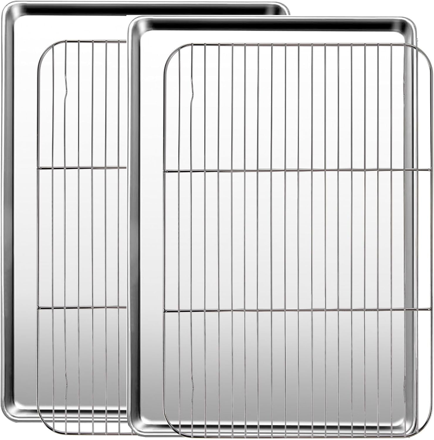 Baking Sheet with Racks Set [2 Sheets + 2 Racks], Stainless Steel ...