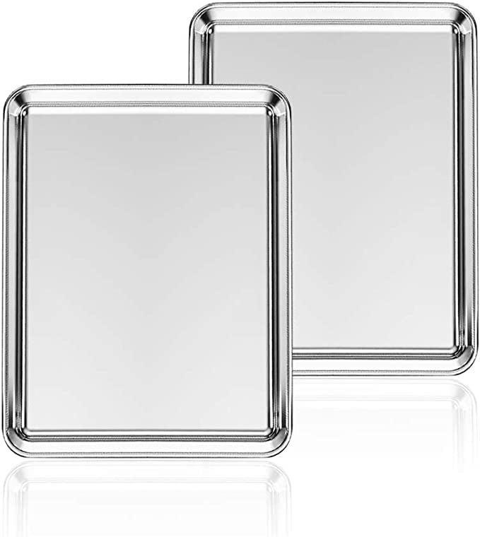 Baking Sheet Set of 2, 12 inch Stainless Steel Baking Pan, Yayun ...