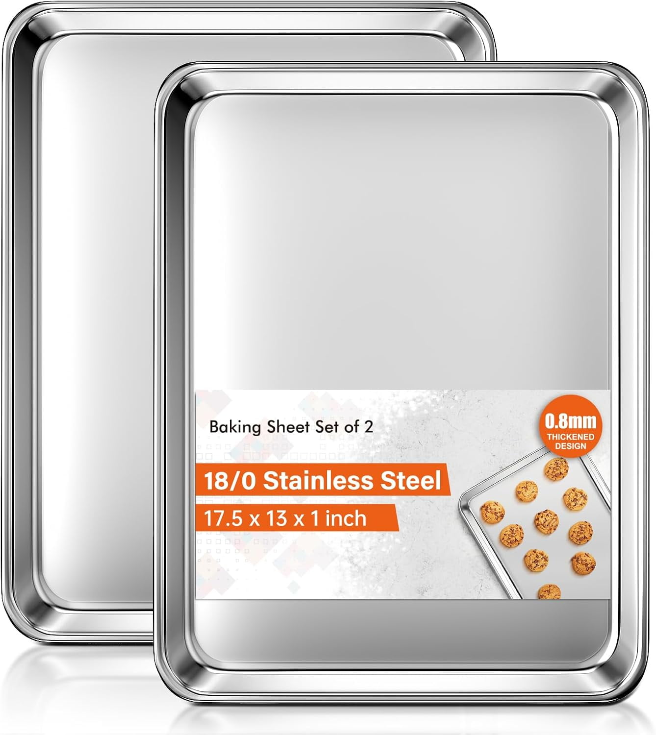 Baking Sheet Set of 3, Commercial Grade Stainless Steel Cookie Sheets ...