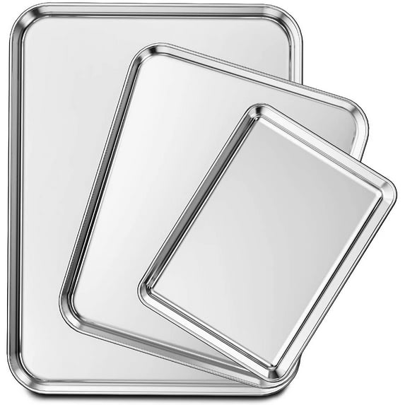 Baking Sheet Set of 3, Stainless Steel Cookie Sheet Baking Sheet Pan, 9 ...