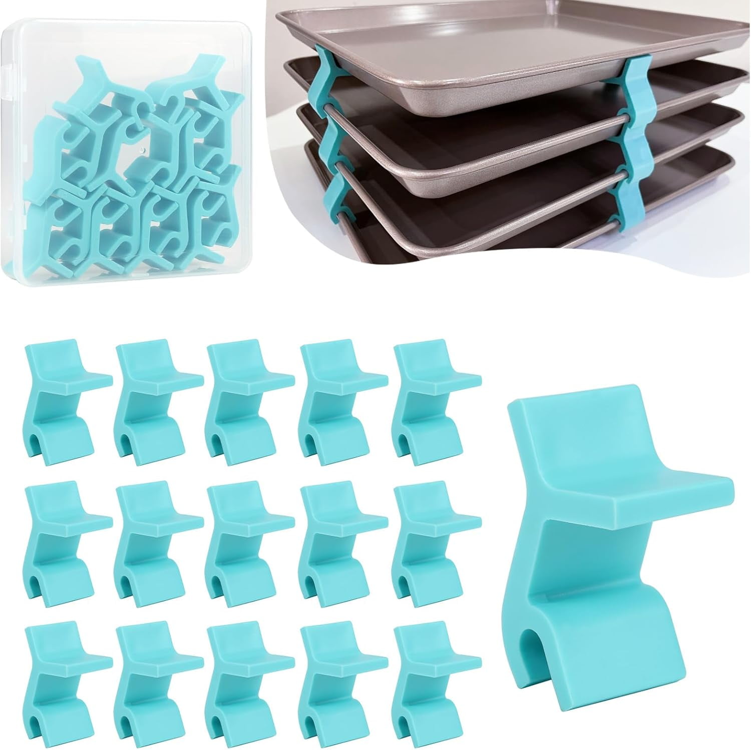 Baking Sheet Stacker 16PCS, Space-Saving,Easy To Use Baking Sheet And Reusable Trays Stacking ...