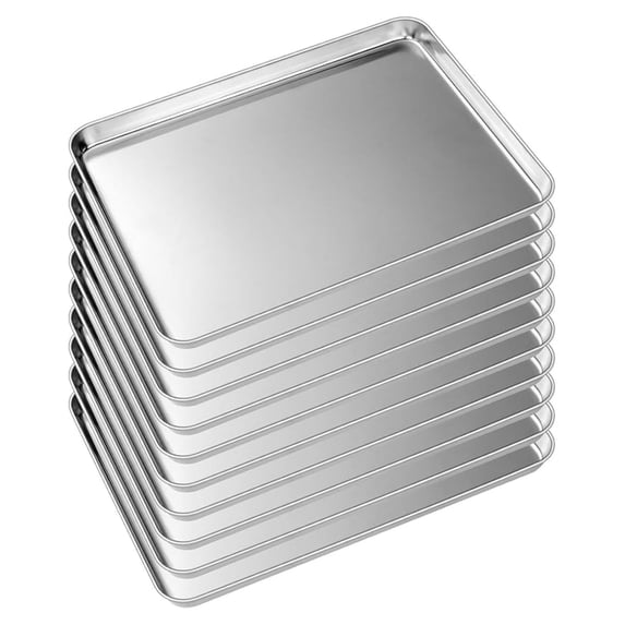 Baking Sheet Tray Set of 10, Stainless Steel Baking Pan Cookie Pan ...