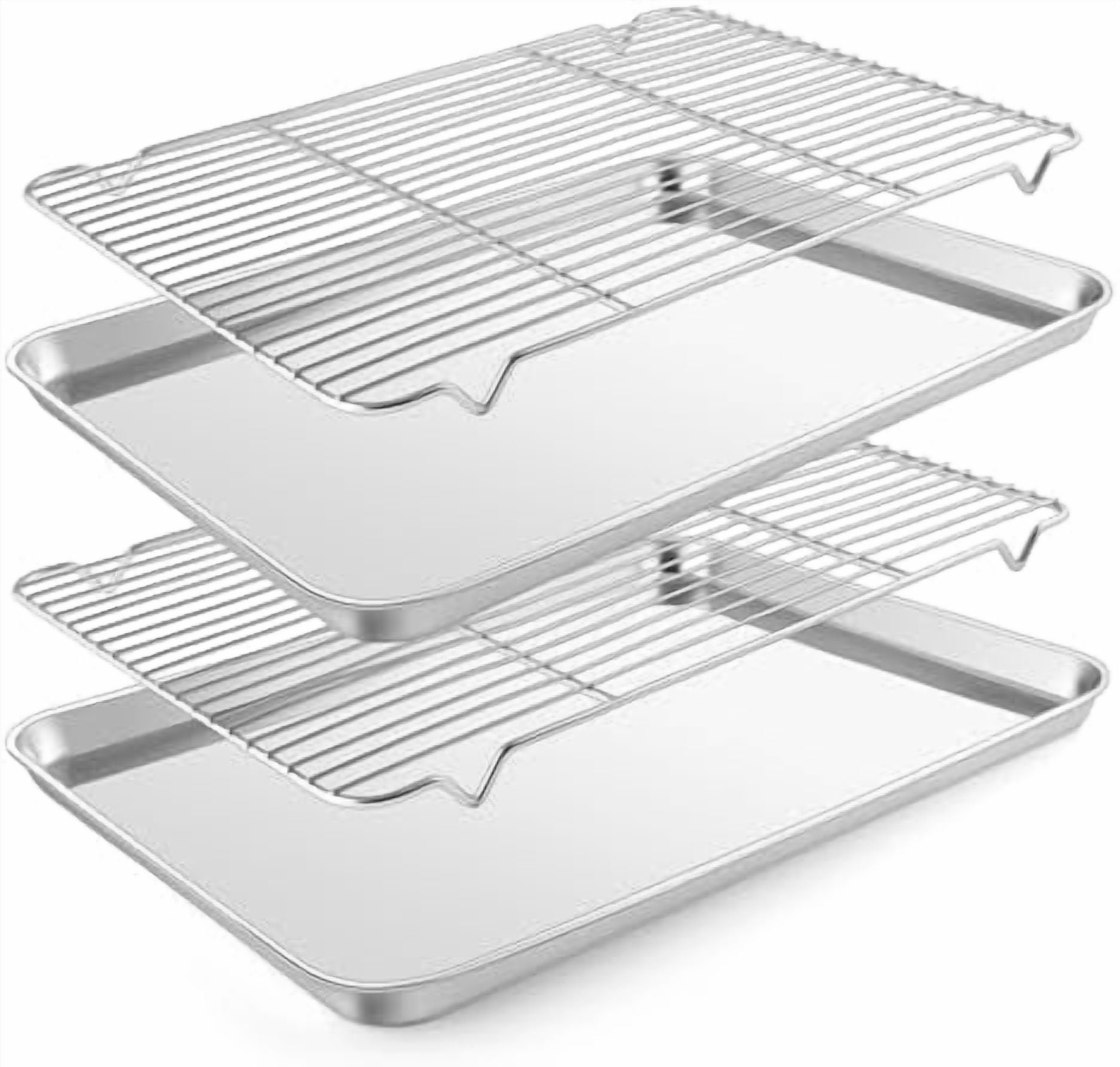 Baking Sheet with Wire Rack (2 Pans + 2 Racks), Large Stainless Steel ...