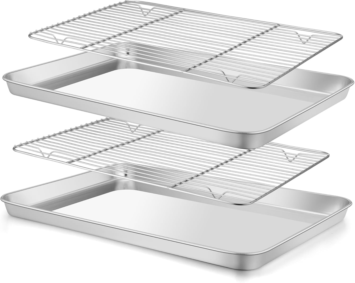 Baking Sheet with Wire Rack (2 Pans + 2 Racks), Large Stainless Steel ...