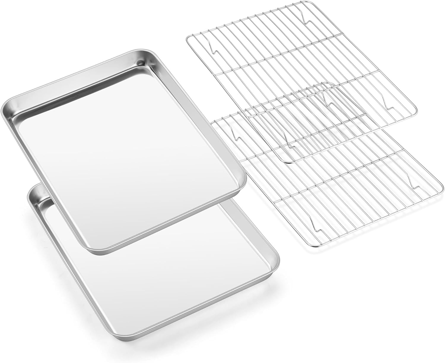Baking Sheet with Wire Rack (2 Pans + 2 Racks), Stainless Steel Cookie ...