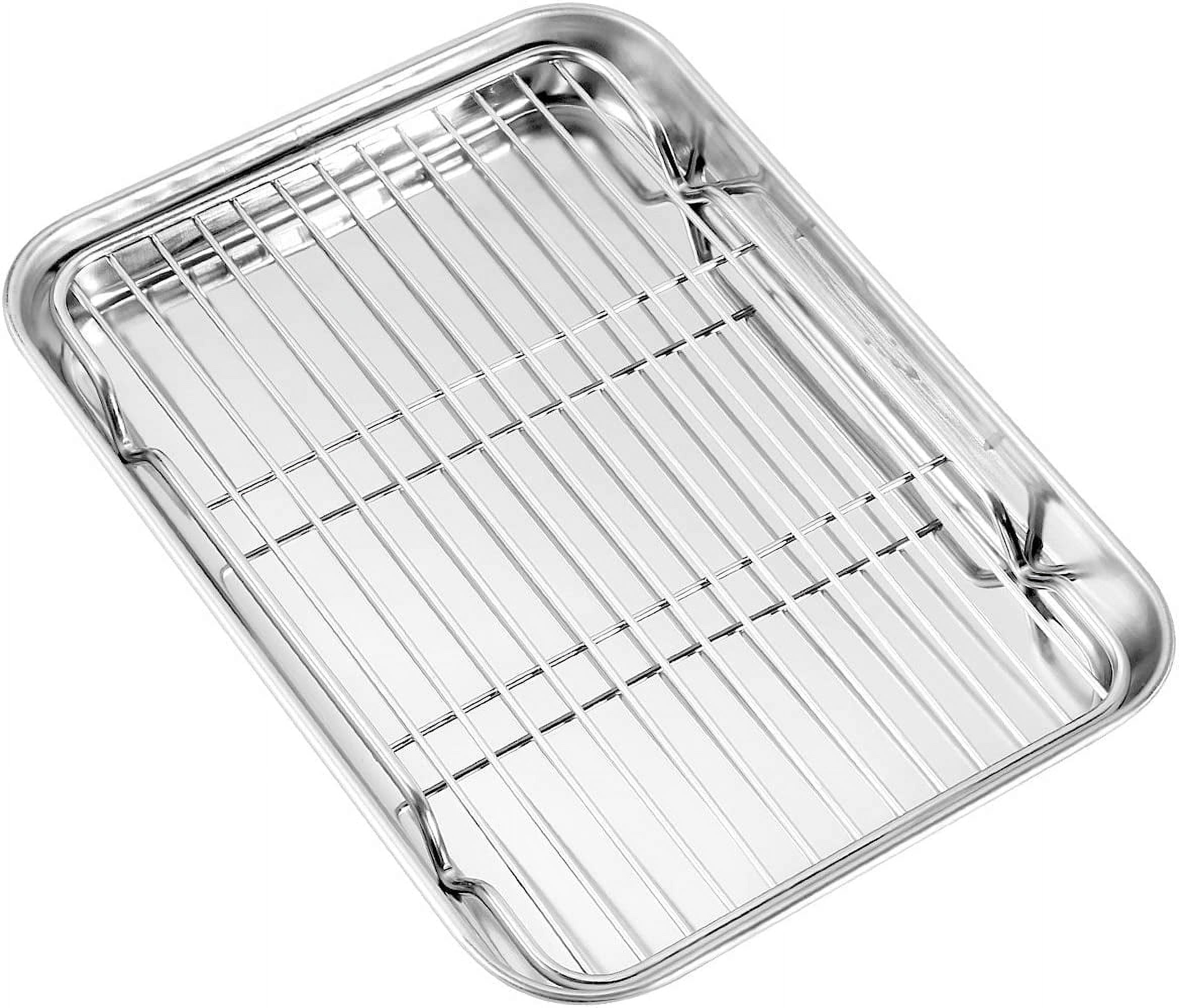 Baking Sheet with Wire Rack, Cookie Sheet Baking Pan Toaster Oven Tray ...
