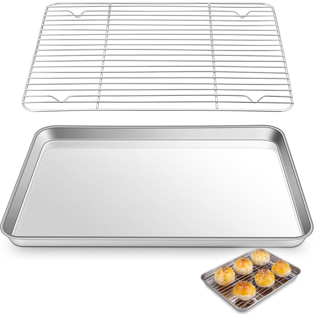 Tutuviw 9'' Stainless Steel Bakeware Set: Cookie Sheet, Cooling Rack ...