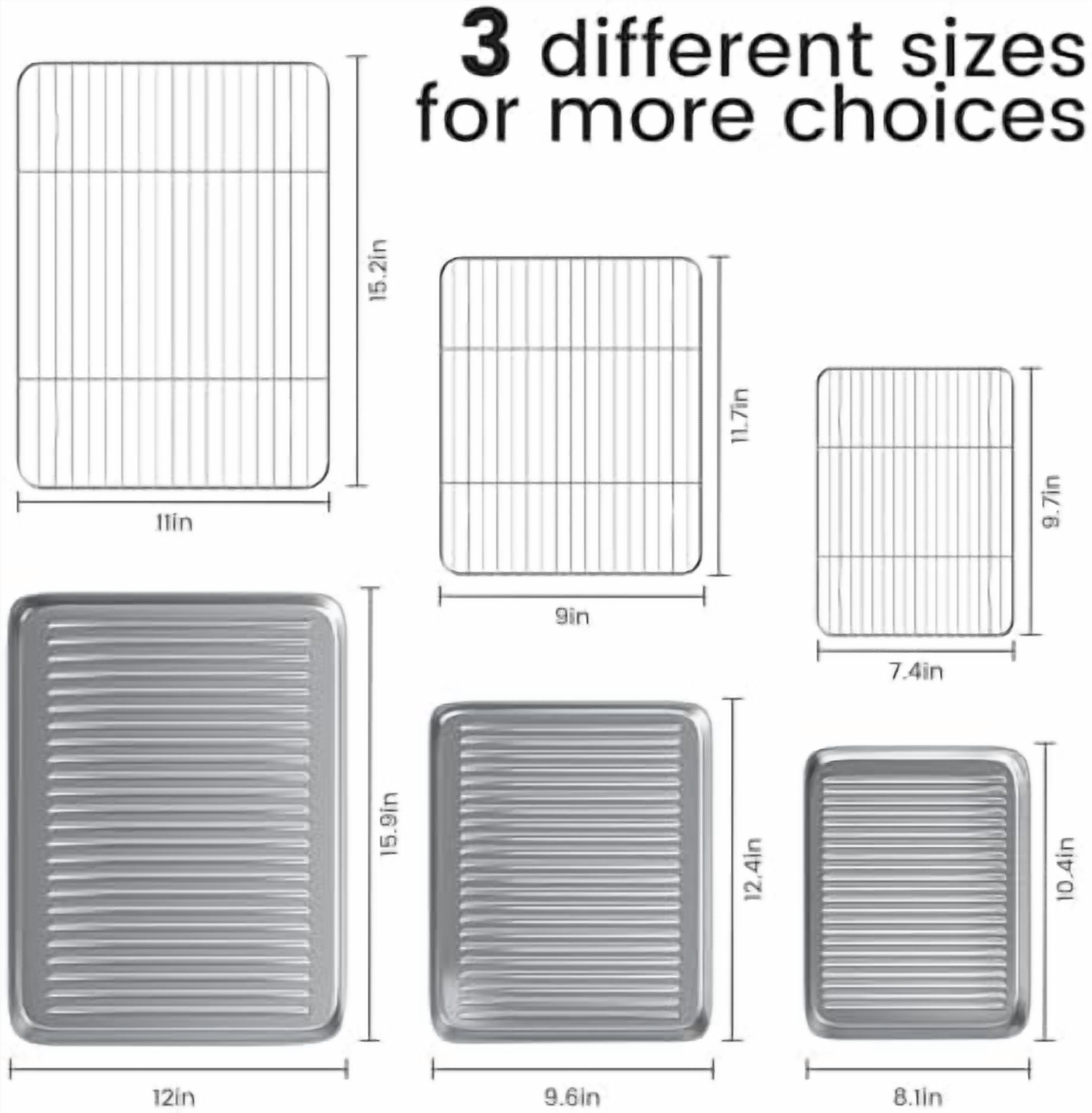 Baking Sheet with Wire Rack Set: 3 Baking Pans + 3 Cooling Racks for ...
