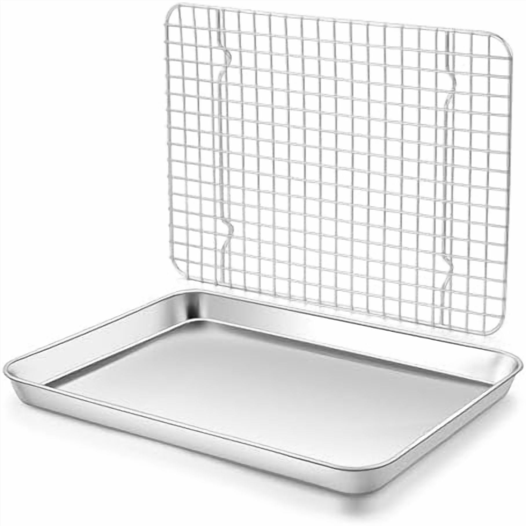Baking Sheet with Wire Rack Set, Stainless Steel Quarter Sheet Pan with ...
