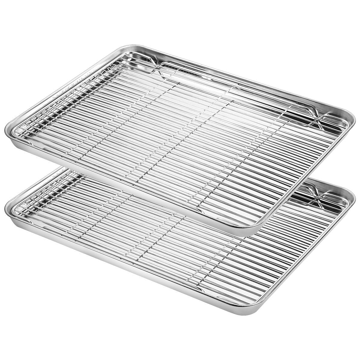 Baking Sheet and Rack Set (2 Pans + 2 Racks) Stainless Steel 16 x 12 ...