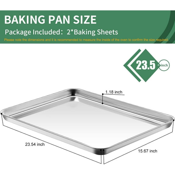 Baking Sheets Set of 2, Cookie Sheets 2 Pieces Stainless Steel Baking ...
