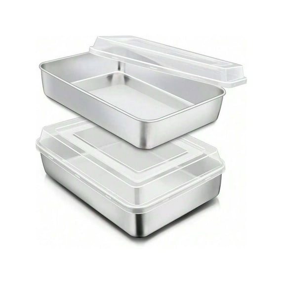 Baking Sheets with Lids, 2-Piece Stainless Steel Rectangular Baking ...