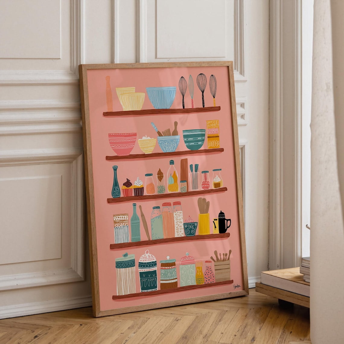 Baking Shelf Kitchen Cupcake Cottagecore Baking Graphic Poster Unframed ...
