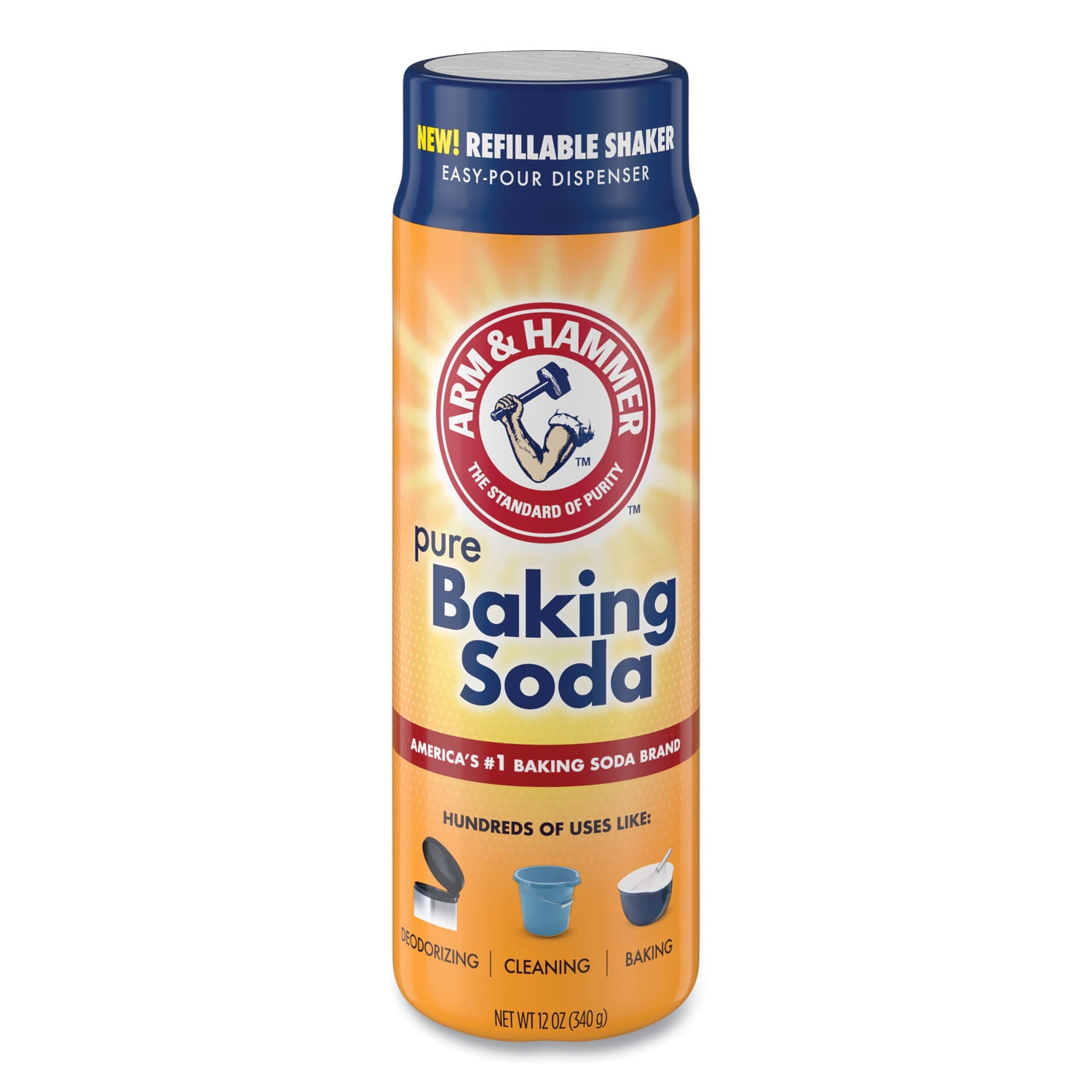 Baking Soda, 12 oz Refillable Shaker Canister, 6/Carton | Bundle of 5 ...