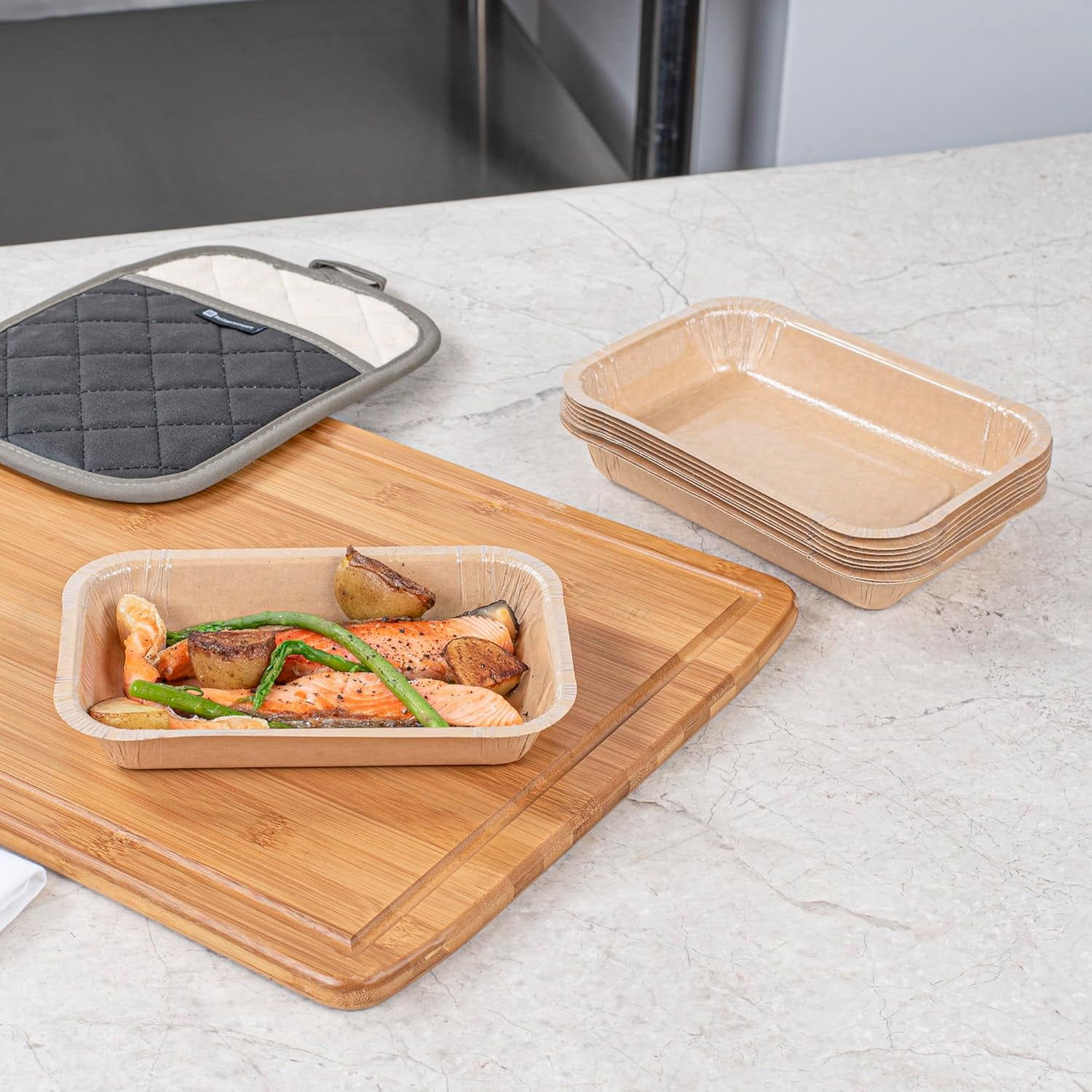 Baking Tray 100 Pack of 32 oz Greaseproof Oven-Safe Disposable Baking ...