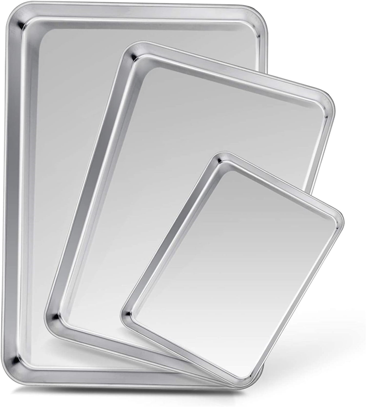 Baking Tray Set of 3, Casewin 18/0 Stainless Steel Baking Pans, Toaster ...