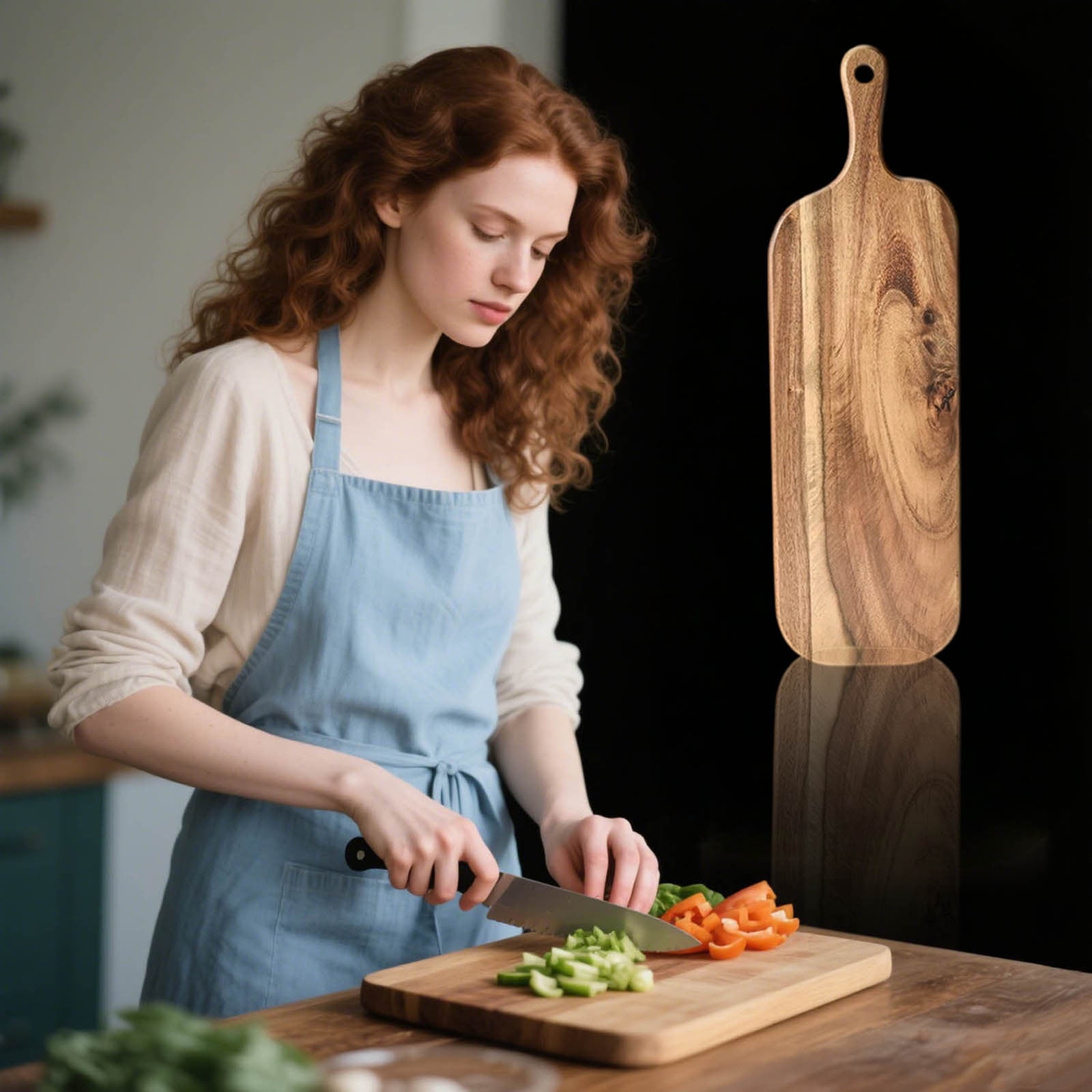 Baking Trays & Trays Wood Cutting Board Chopping Board with Handle for ...