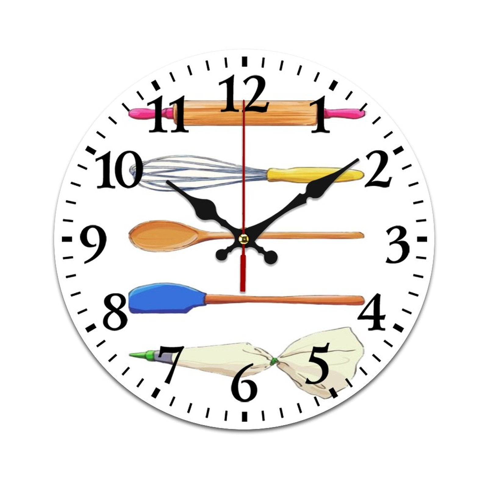 Baking Utensils on Square Magnet Wall Clock Modern Design Clocks Wall ...