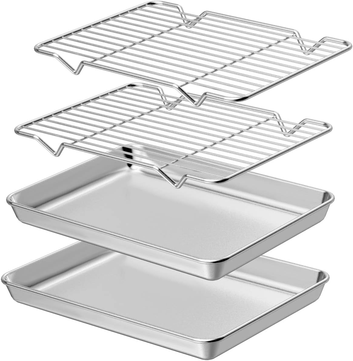 Baking tray and grill set [2 baking trays+2 grills], stainless steel ...