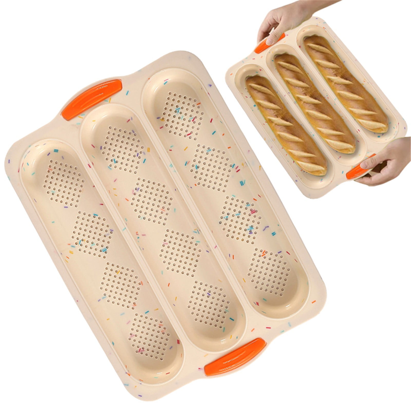 Baking trays & trays Silicone Non Stick French Bread Mould 3 Tray Loaf ...