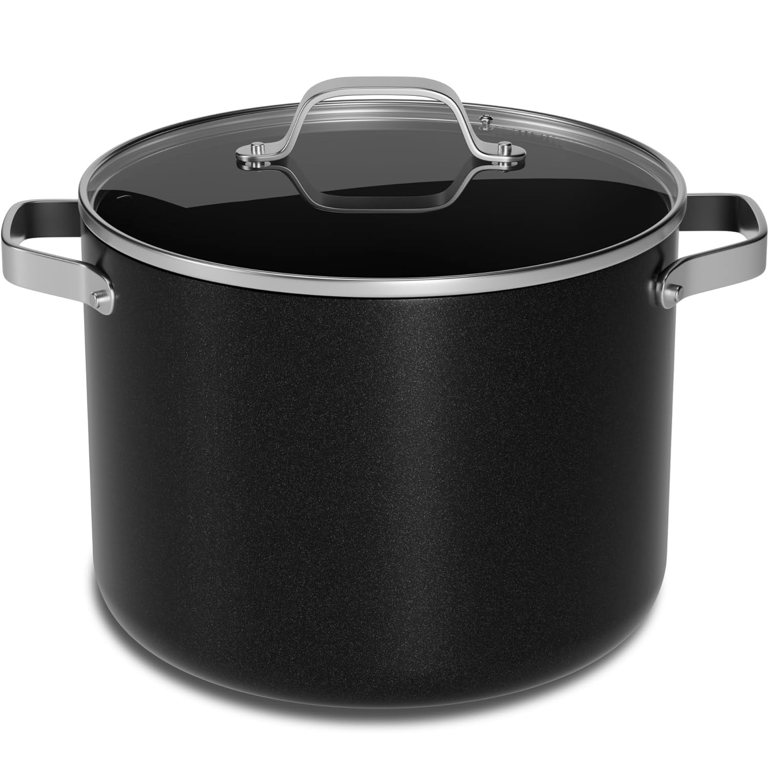 Bakken 12.5 Quart Ceramic Coated Stock Pot with Glass Lid, Nonstick ...