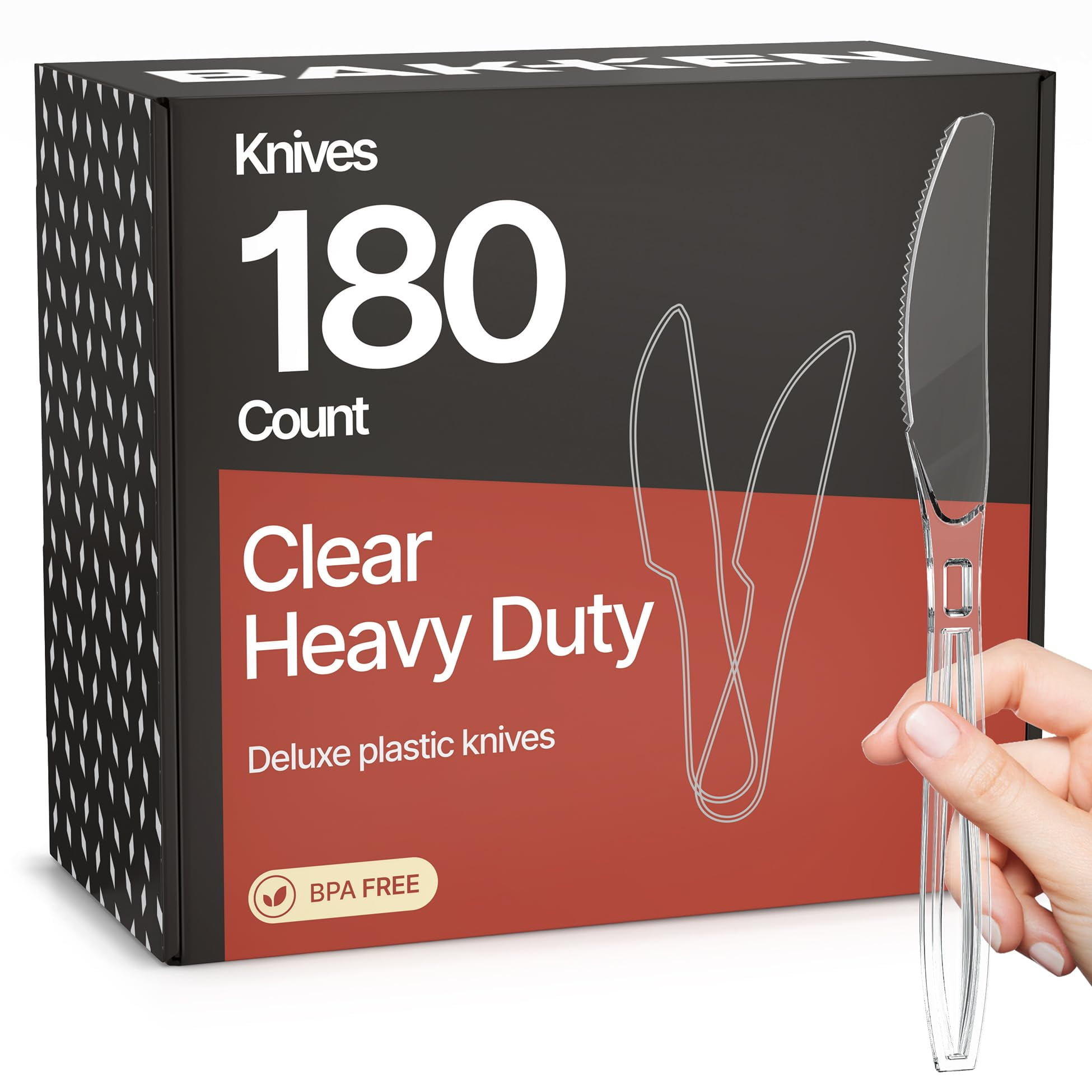 Bakken Disposable Cutlery Set 180 Pieces Knives, Heavy Duty Plastic ...