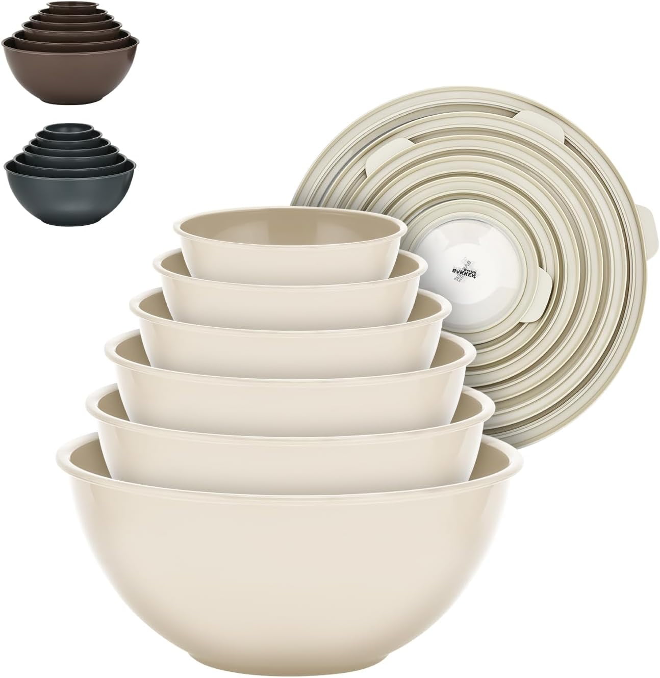 Bakken Master 12 Piece Plastic Nesting Bowls with Lids - Mixing Bowls ...
