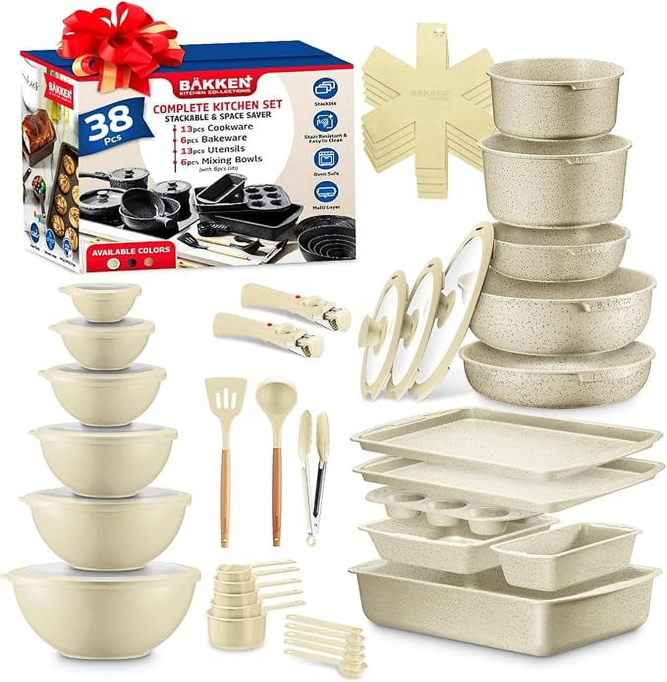 Bakken Master 38 Piece Granite Cookware and Bakeware Set – Nonstick ...