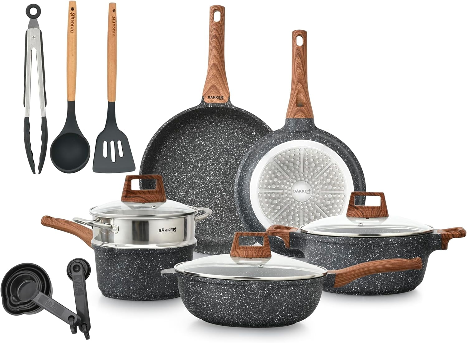 Bakken-Swiss 14-Piece Kitchen Cookware Set – Granite Non-Stick – Eco ...