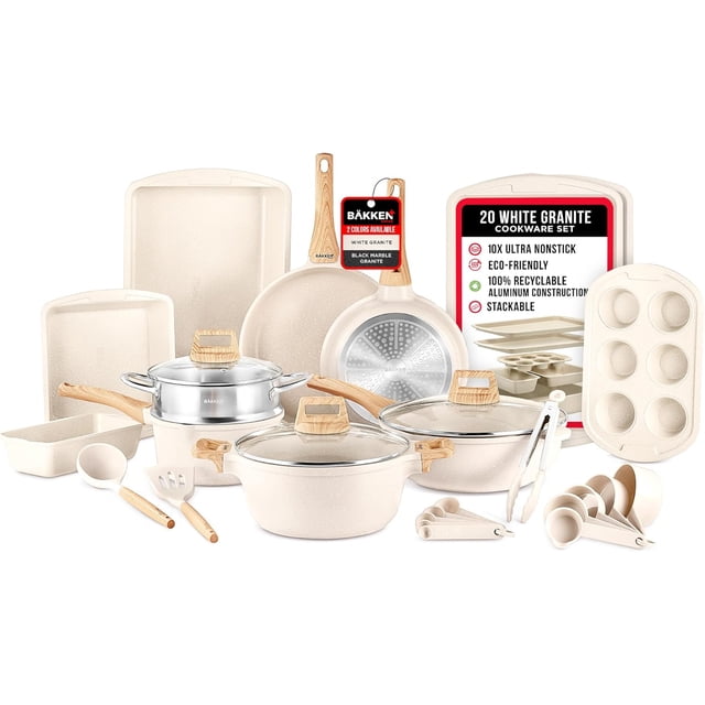 Bakken-Swiss 20-Piece Kitchen Cookware Set – Granite Non-Stick – Eco ...