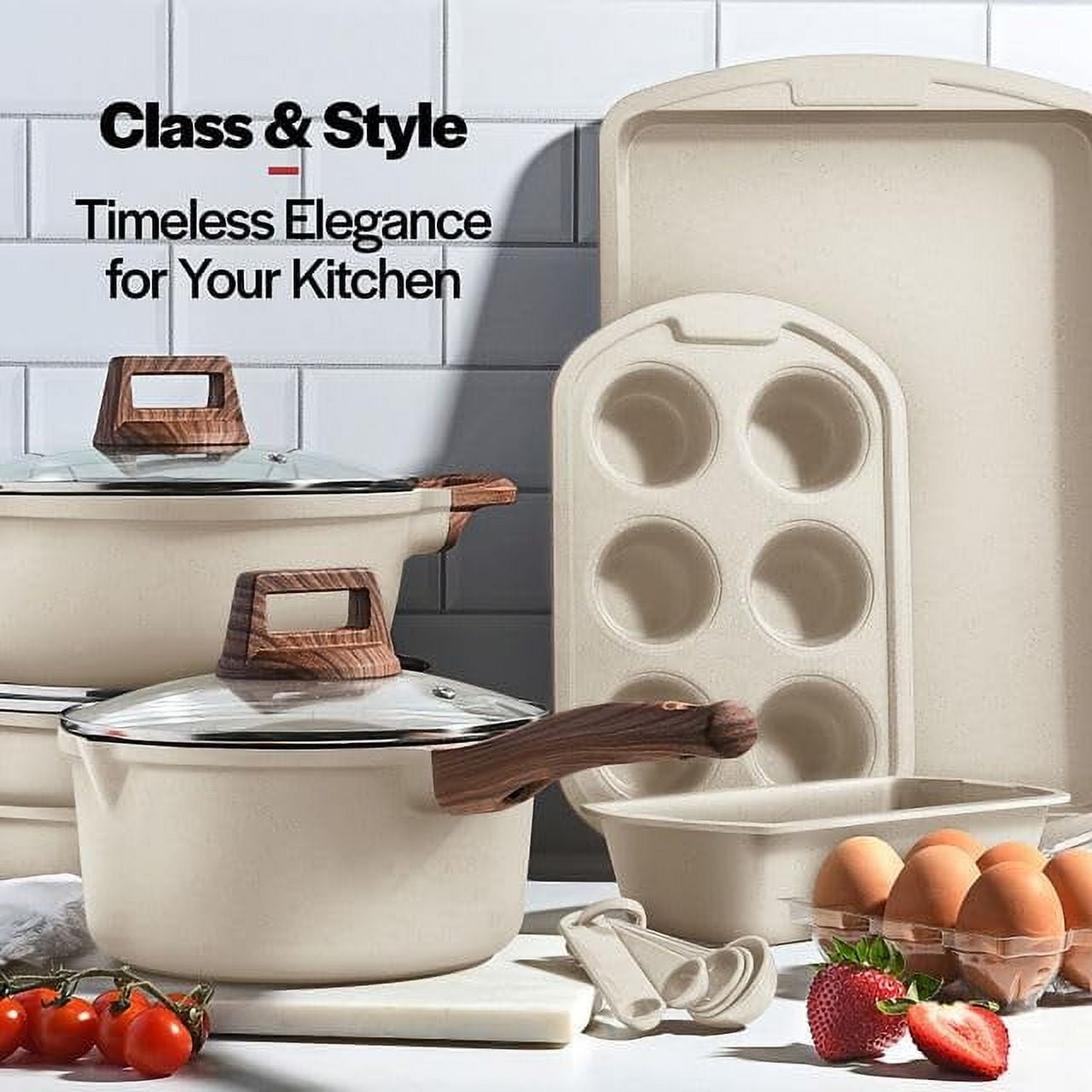 Bakken-Swiss 20-Piece Kitchen Cookware Set – Granite Non-Stick – Eco ...