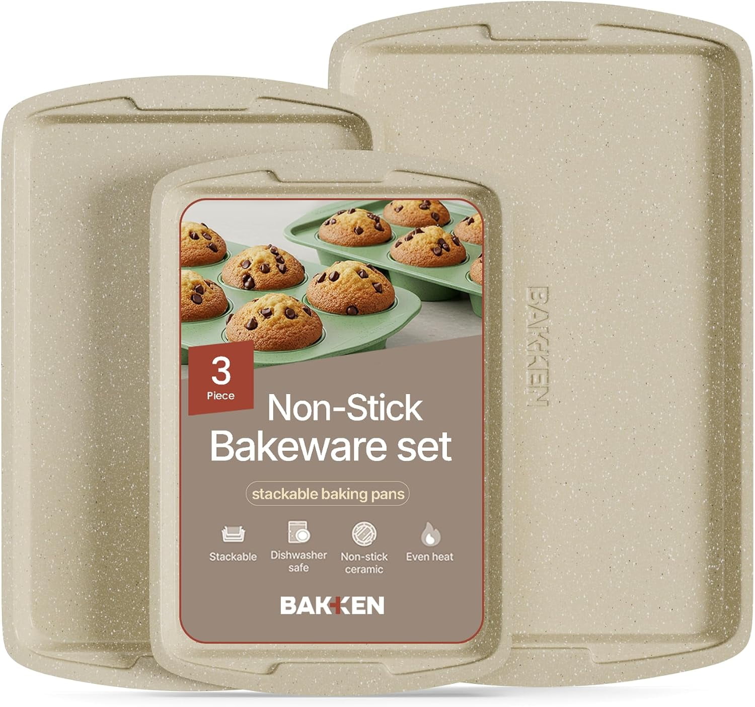 Bakken Swiss Cookie Sheet 3 Piece Set - Non-Stick, Stackable Baking ...