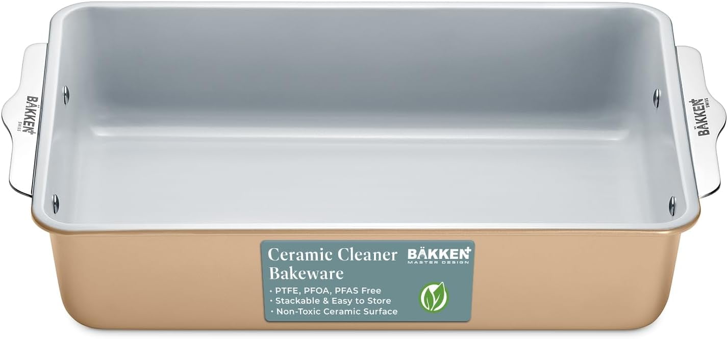 Bakken-Swiss Premium Nonstick Ceramic Rectangle Pan, 8 in x 15.5 in ...
