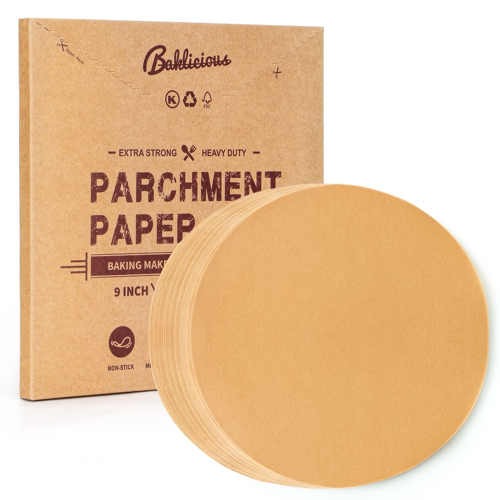 Baklicious 250 Count 9 inch Round Parchment Paper, Non-Stick Baking ...