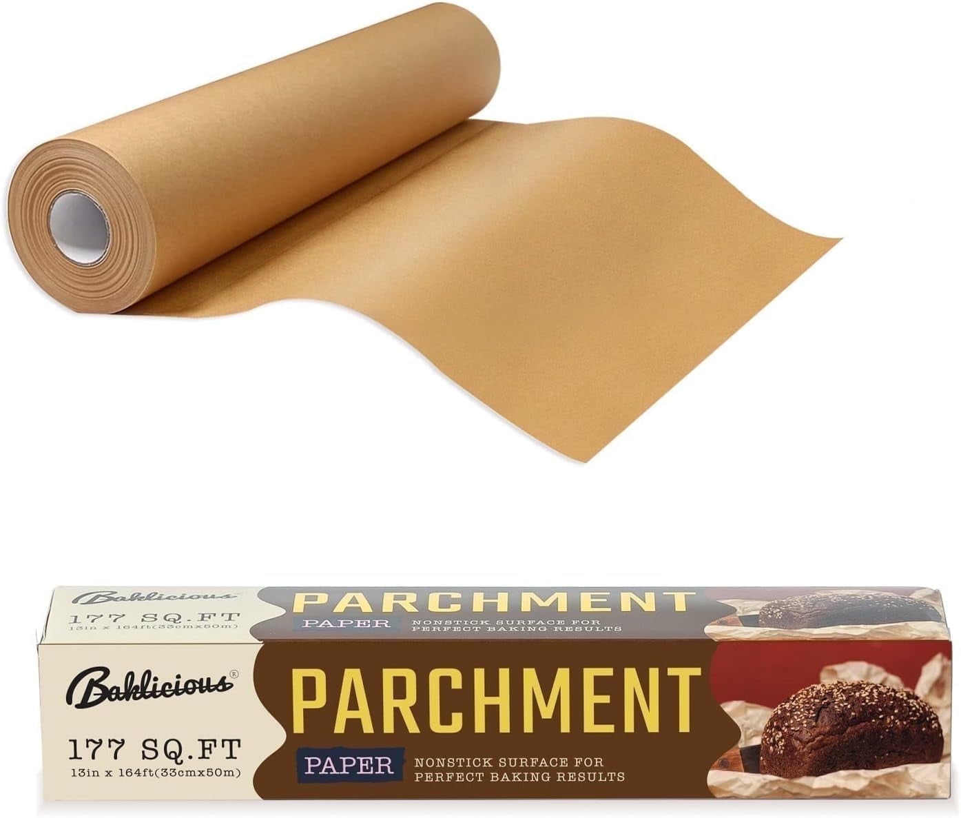 Baklicious Unbleached Parchment Paper Roll, 13 in x 242 ft, Brown,Food ...