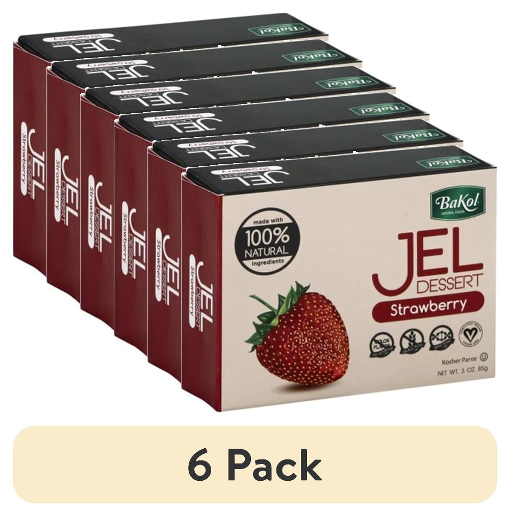 (6 pack) Bakol, 100% Natural Jel Dessert Strawberry, 3 oz - Walmart.com