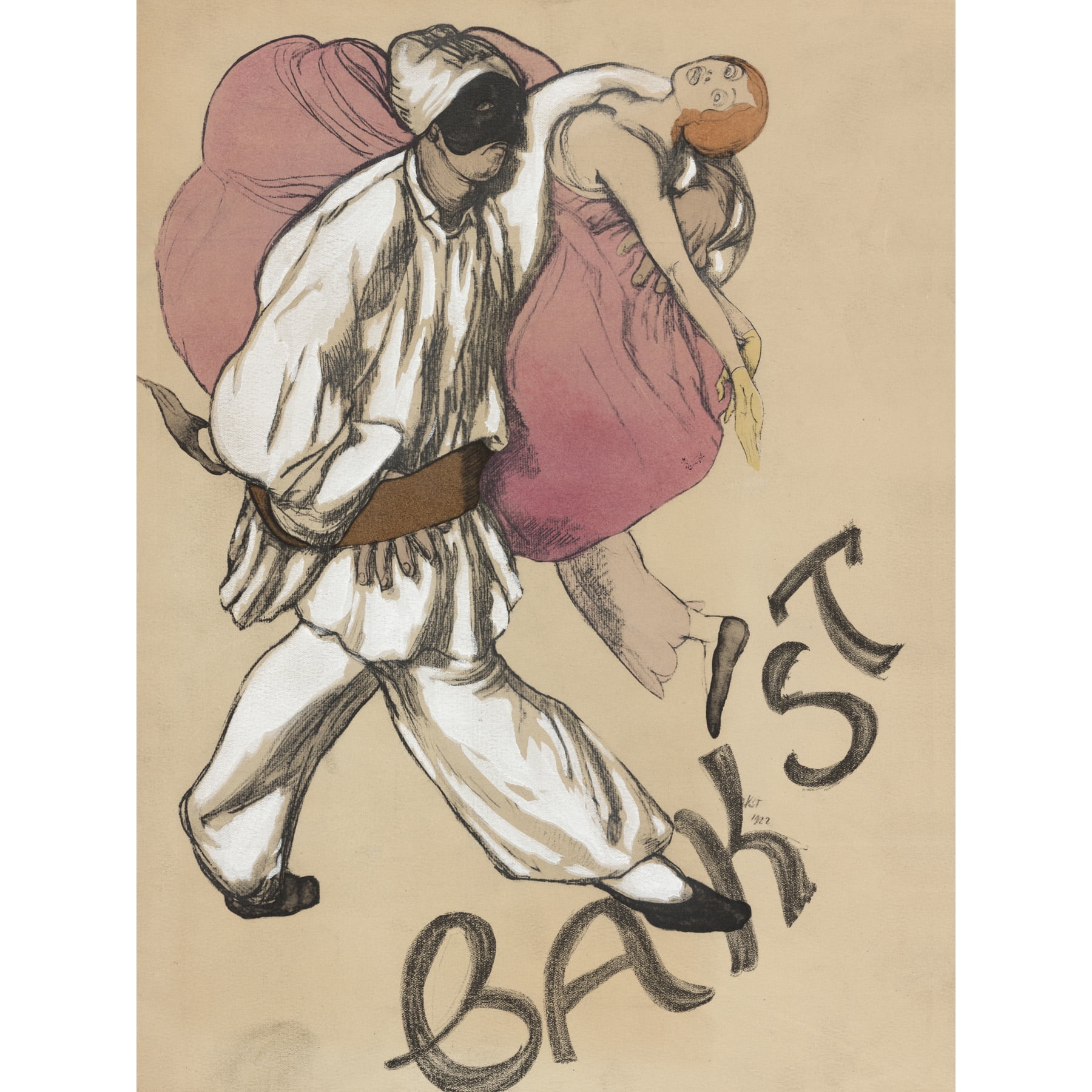 Bakst Dancing Pierrot Clown Book Cover Extra Large XL Wall Art Poster ...