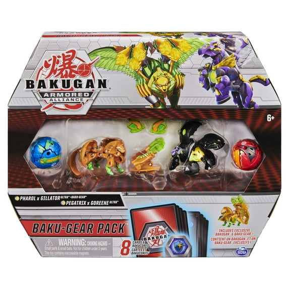 Bakugan Baku-Gear 4-Pack, Fused Pharol x Gillator Ultra with Baku-Gear and Pegatrix x Goreene ...