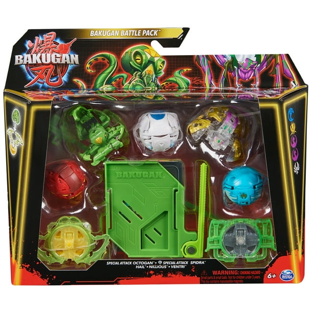 Bakugan Battle 5-Pack, Special Attack Octogan, Spidra, Hail, Nillious, Ventri; Customizable ...
