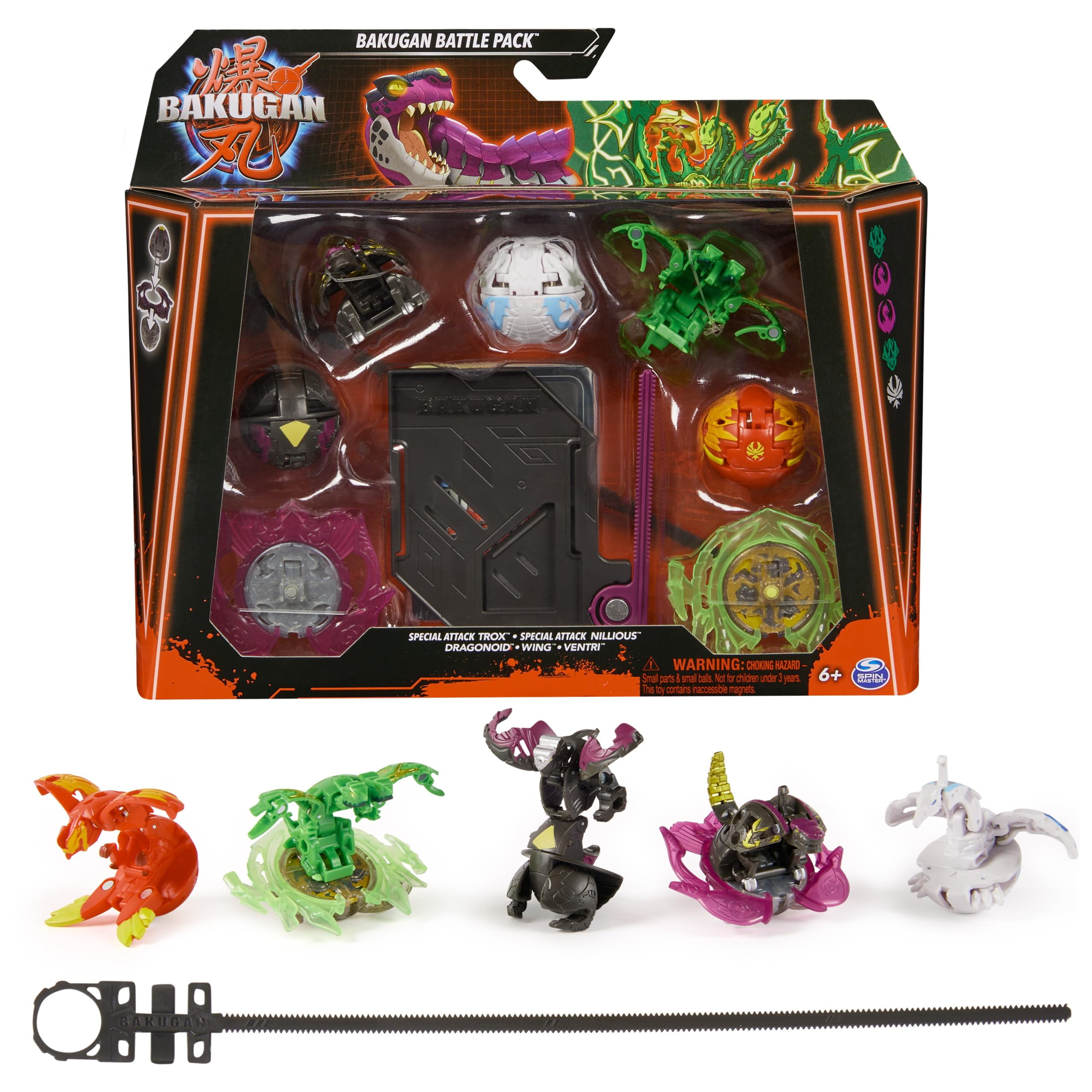 Bakugan Battle 5-Pack, Special Attack Trox, Nillious, Dragonoid, Wing, Ventri; Customizable ...