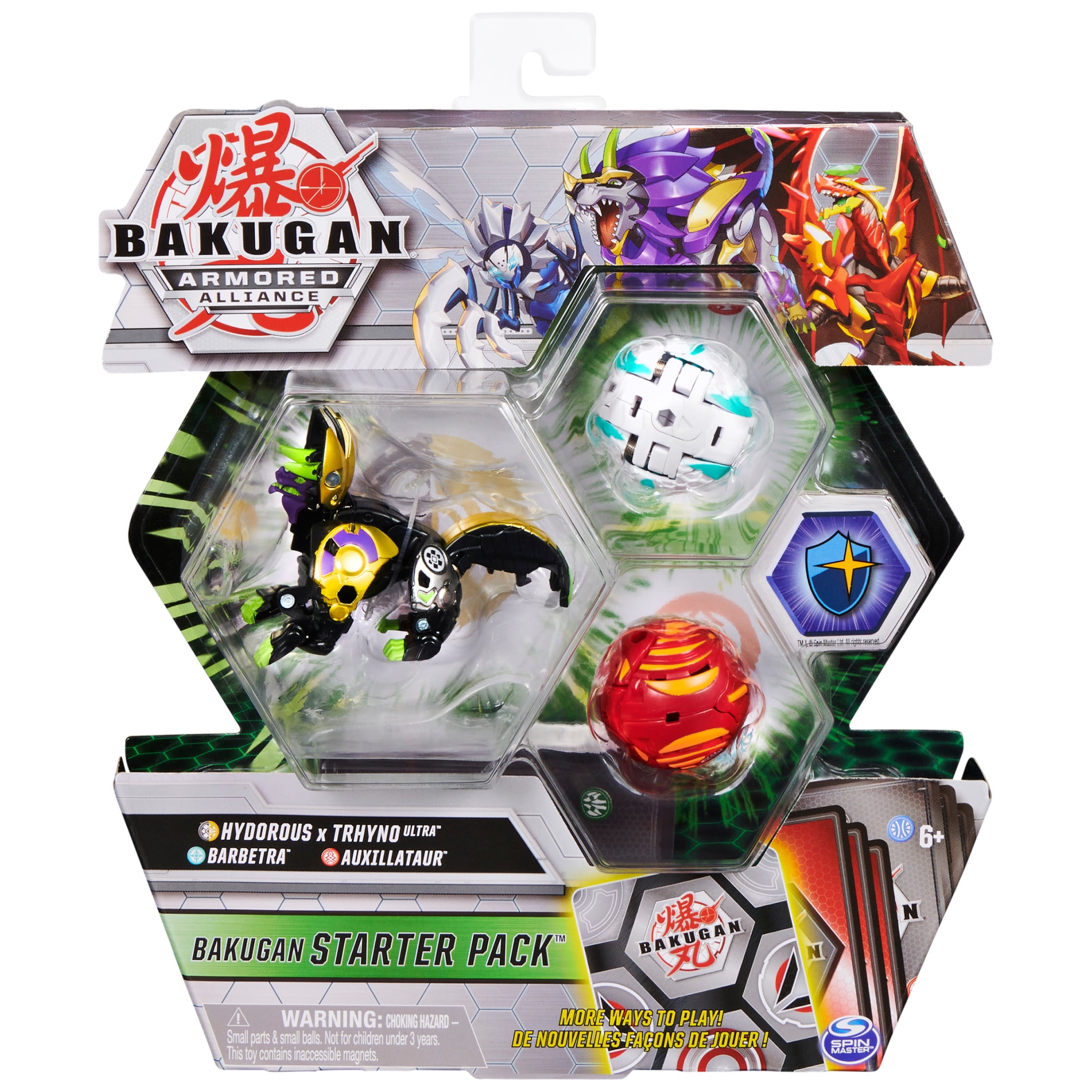 Bakugan Starter Pack 3-Pack, Fused Hydorous x Thryno Ultra, Armored Alliance Collectible Action ...