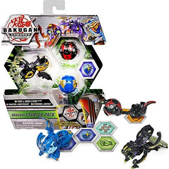 Bakugan Starter Pack 3-Pack, Fused Trox x Nobilious Ultra, Armored ...