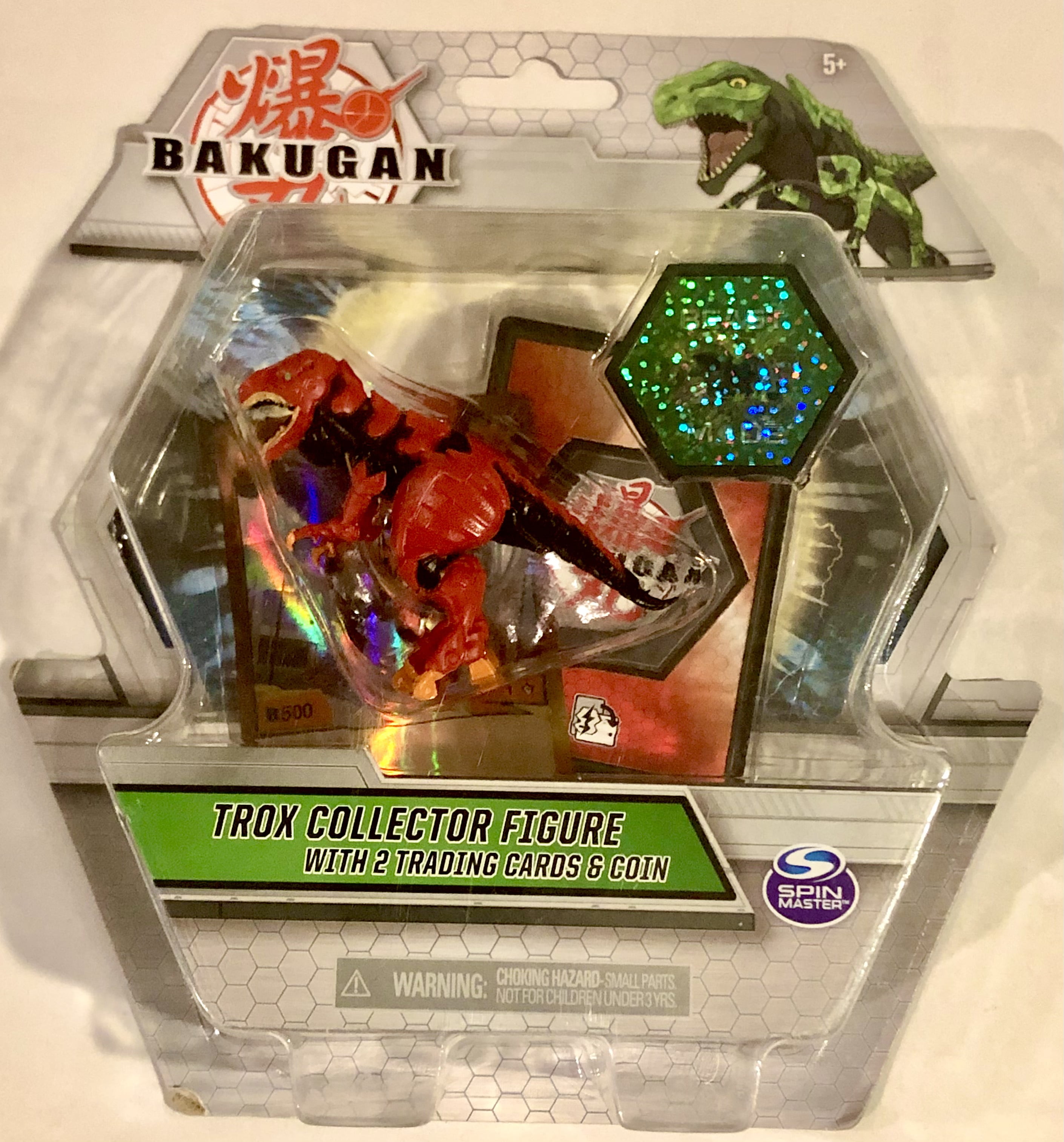 Bakugan Trox ( RED ) Collector Figure with 2 Trading Cards & Coin ...
