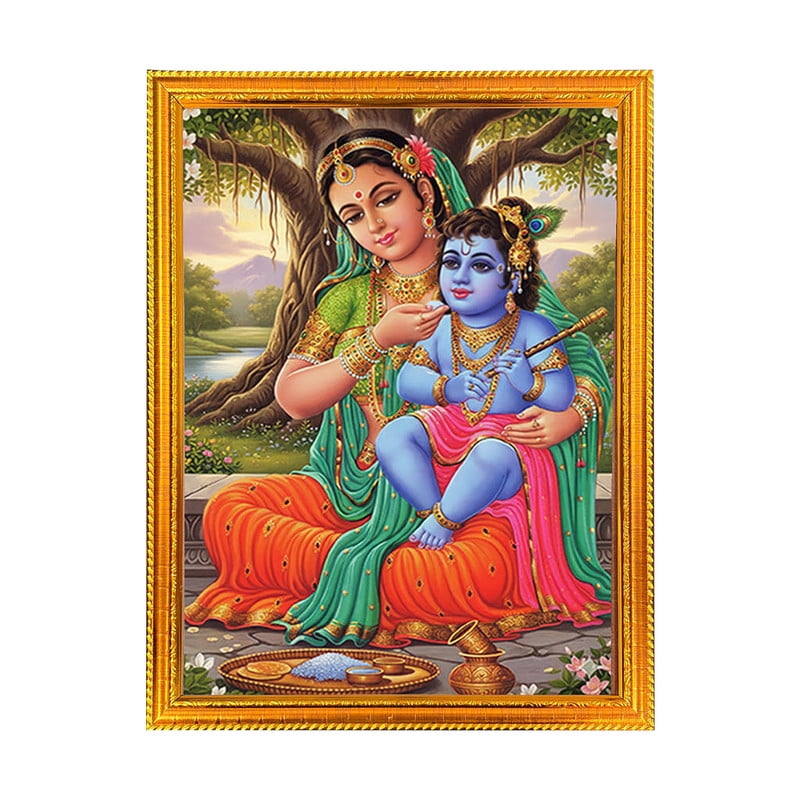 Bal Krishna,Maiya Yashodha-Religious God Photo Frame for Home & Pooja ...