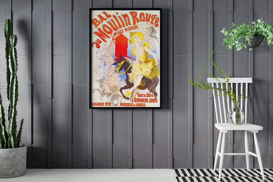 Bal au Moulin Rouge Poster Cheret Vintage French Art Poster, Stretched ...