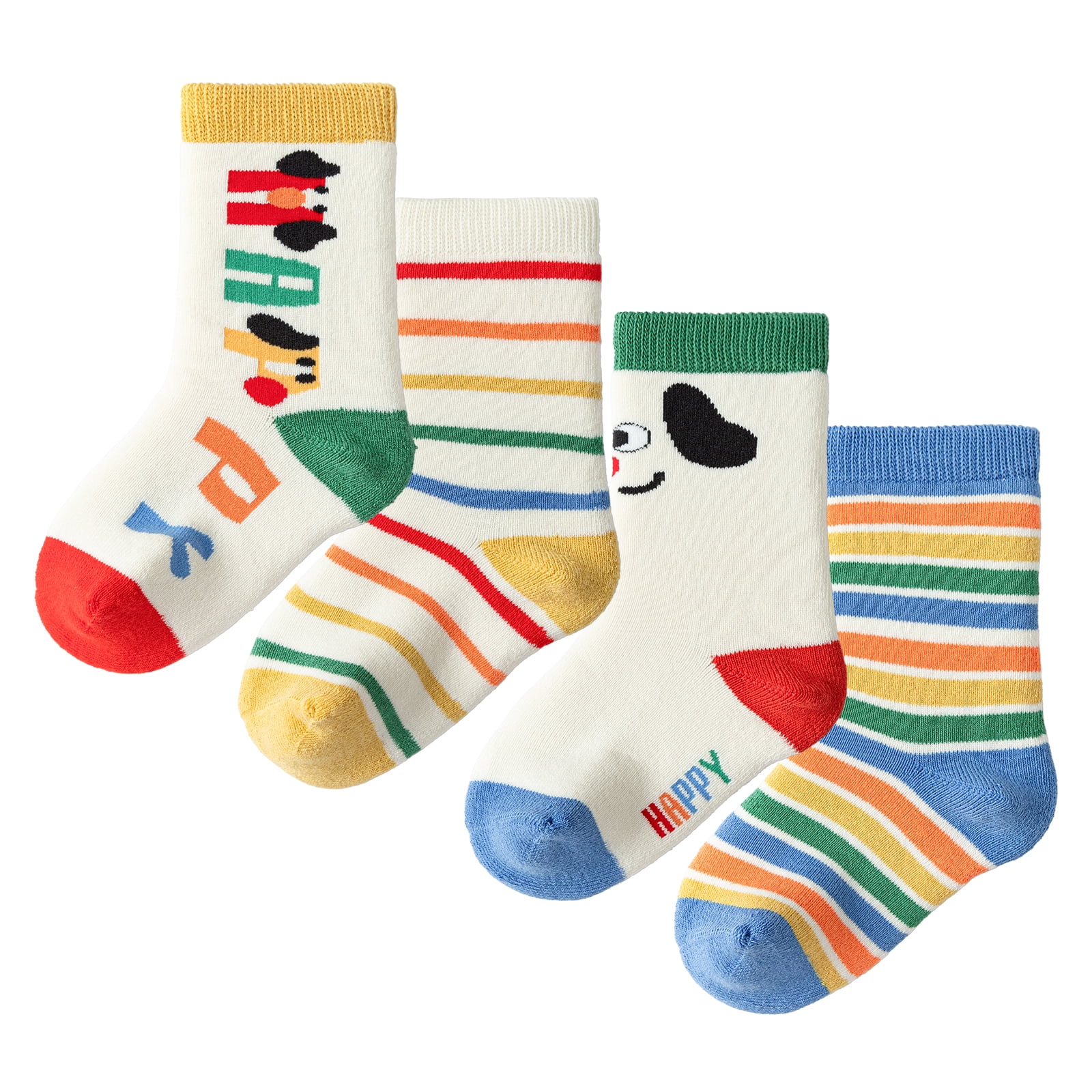 Balabala 4-Pack Toddler Crew Socks, Boys & Girls Cotton Jacquard Socks ...