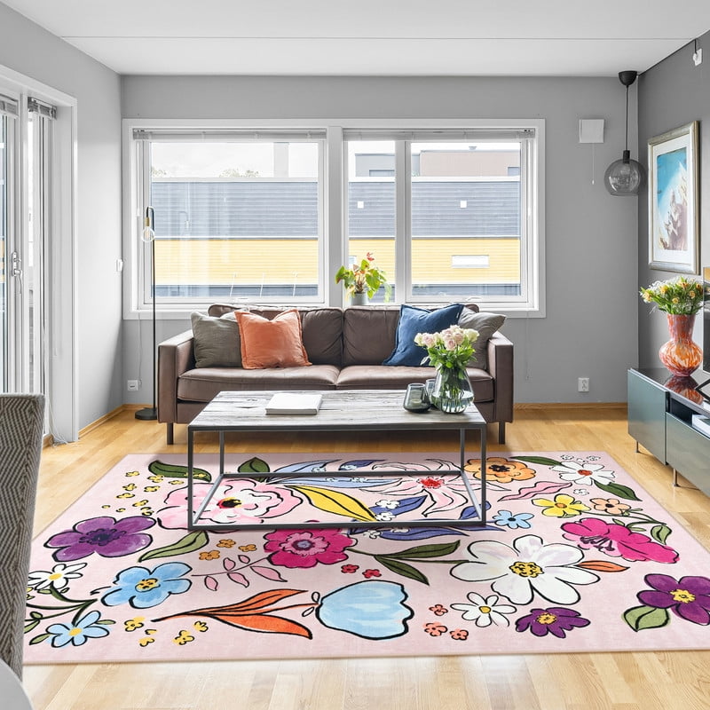 Balacho Soft Texture Modern Hand-Painted Watercolor Floral Area Rug, 6 ...