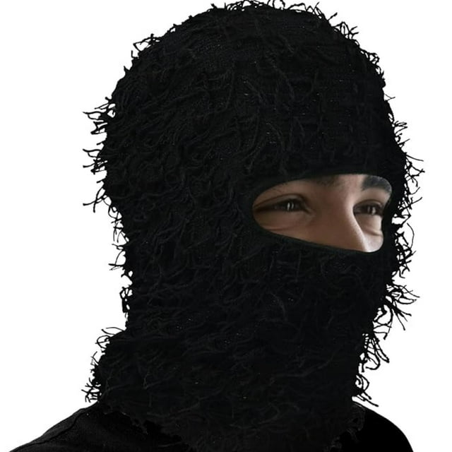 COOLZU Distressed Knitted Balaclava Ski Mask, Windproof Neck Warmer ...