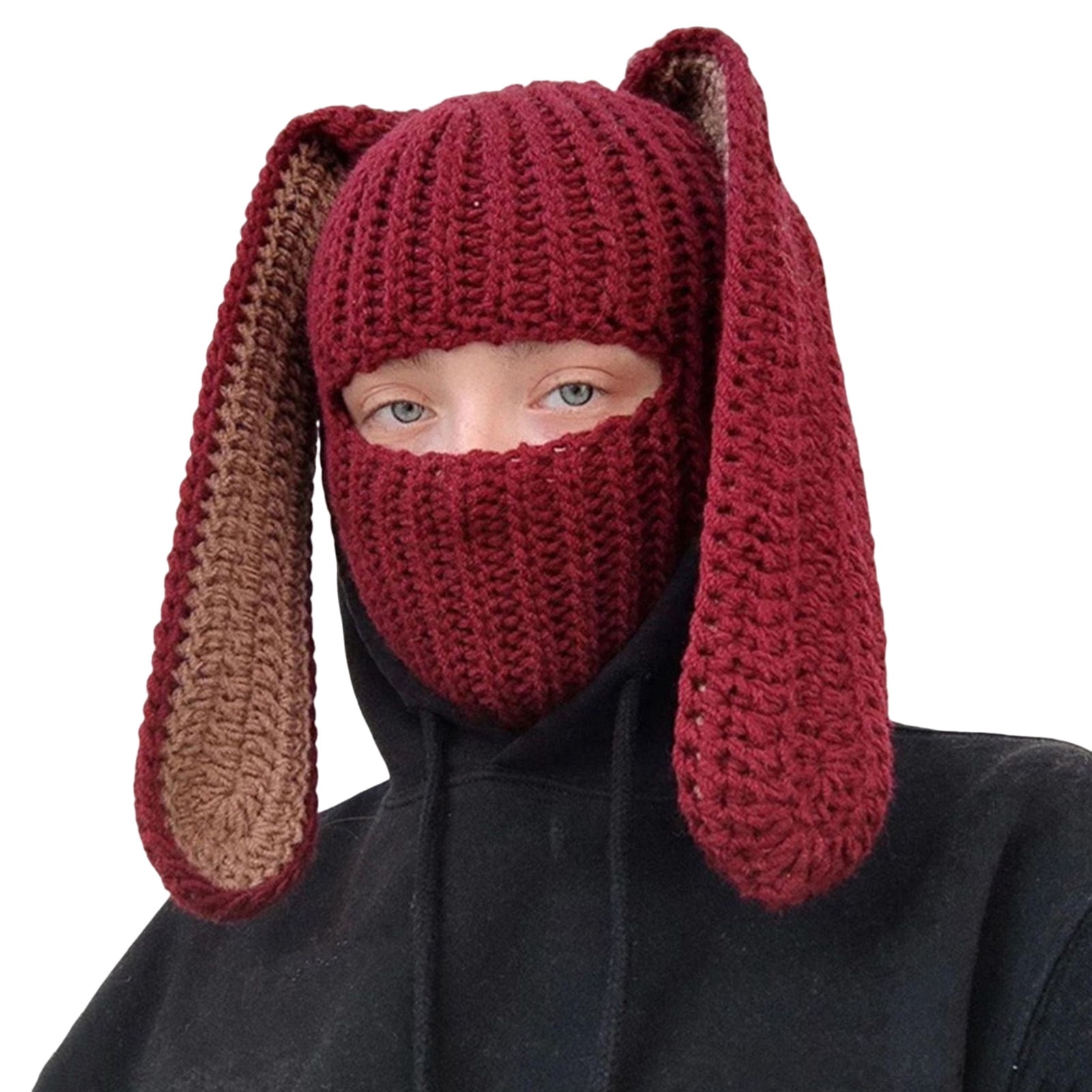 Balaclava Hat Long Bunny Ears Comfortable Windproof Breathable Cute ...